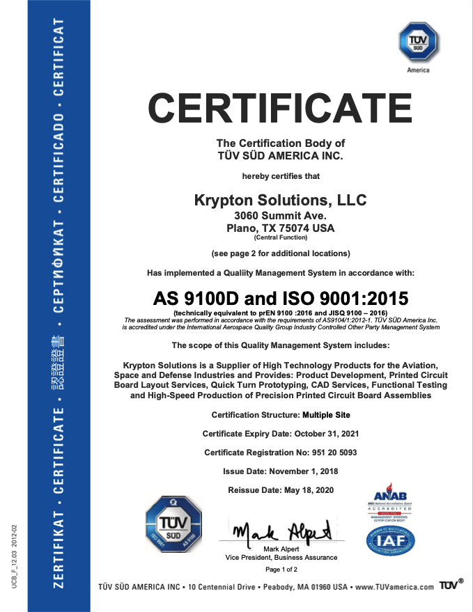 Certifications - Krypton Solutions