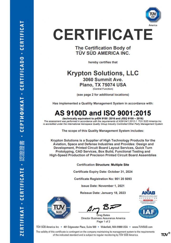 Certifications - Krypton Solutions